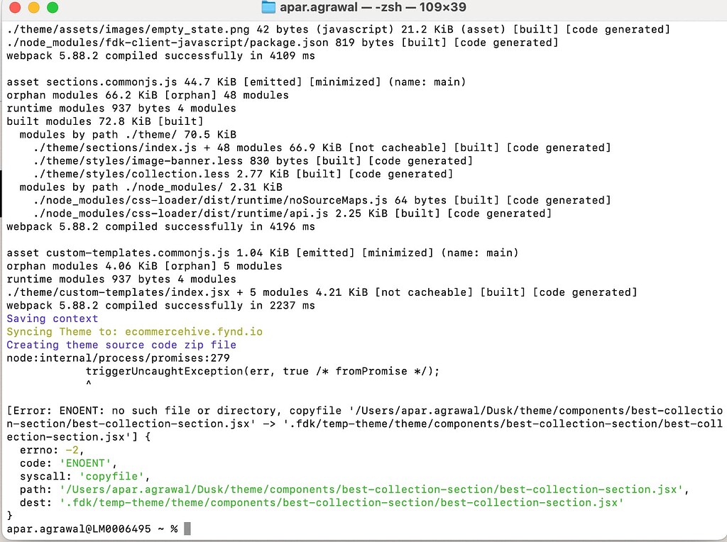 Getting error after starting theme in react - Themes - Fynd Community
